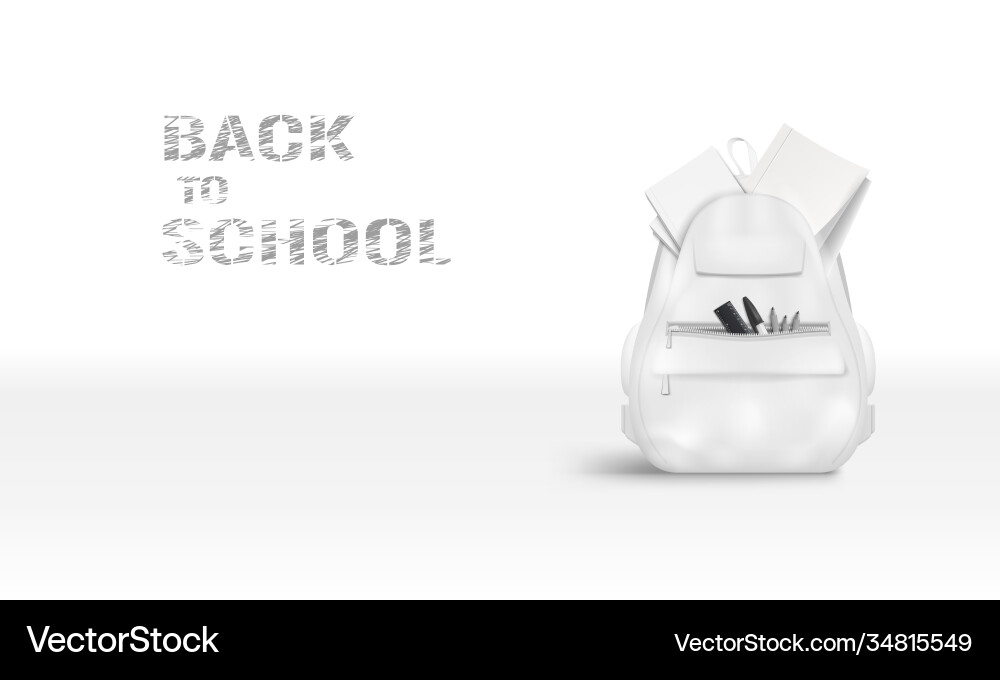 White school bag light back to poster Royalty Free Vector