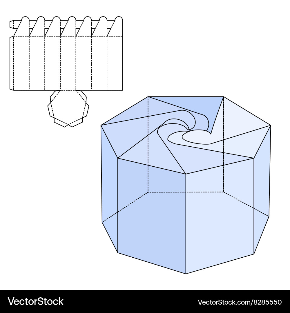 Box die line template Royalty Free Vector Image
