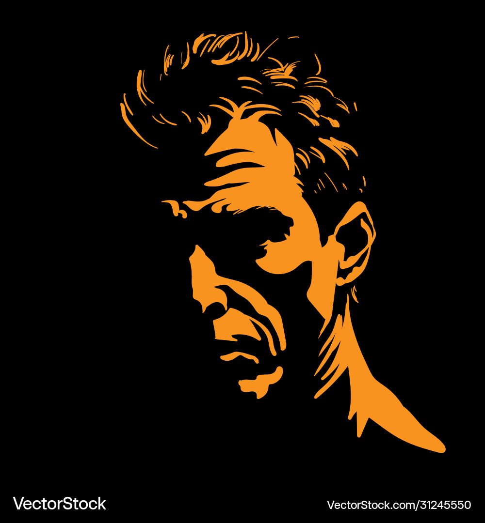 Brutal man portrait silhouette in backlight Vector Image