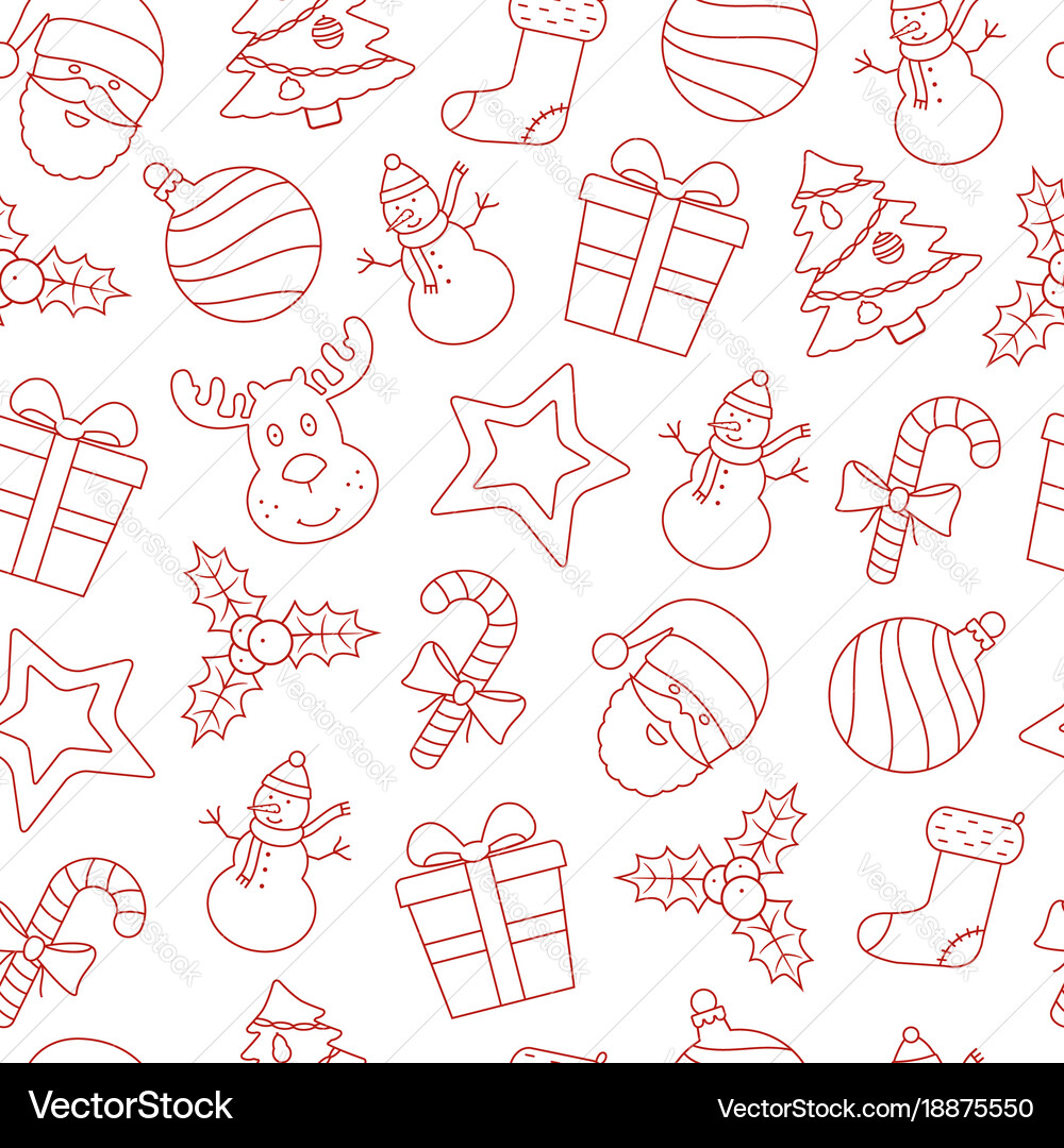 Christmas Line Icons Background – Royalty-Free Vector | VectorStock