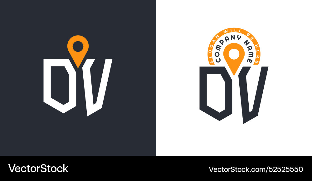 Ov location logo bundle letter dual icons Vector Image