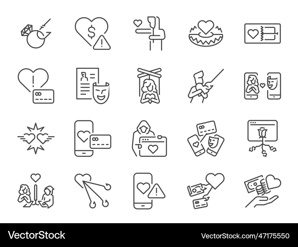 Romance Scam Icons Royalty Free Vector Image - VectorStock