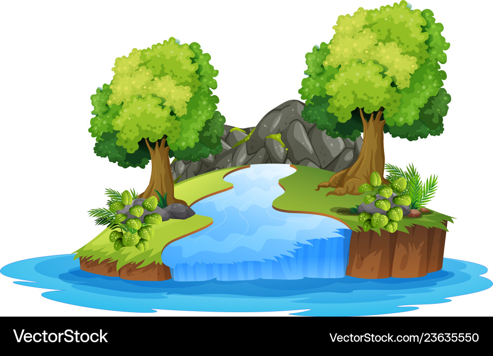 Set of isolated river landscape Royalty Free Vector Image