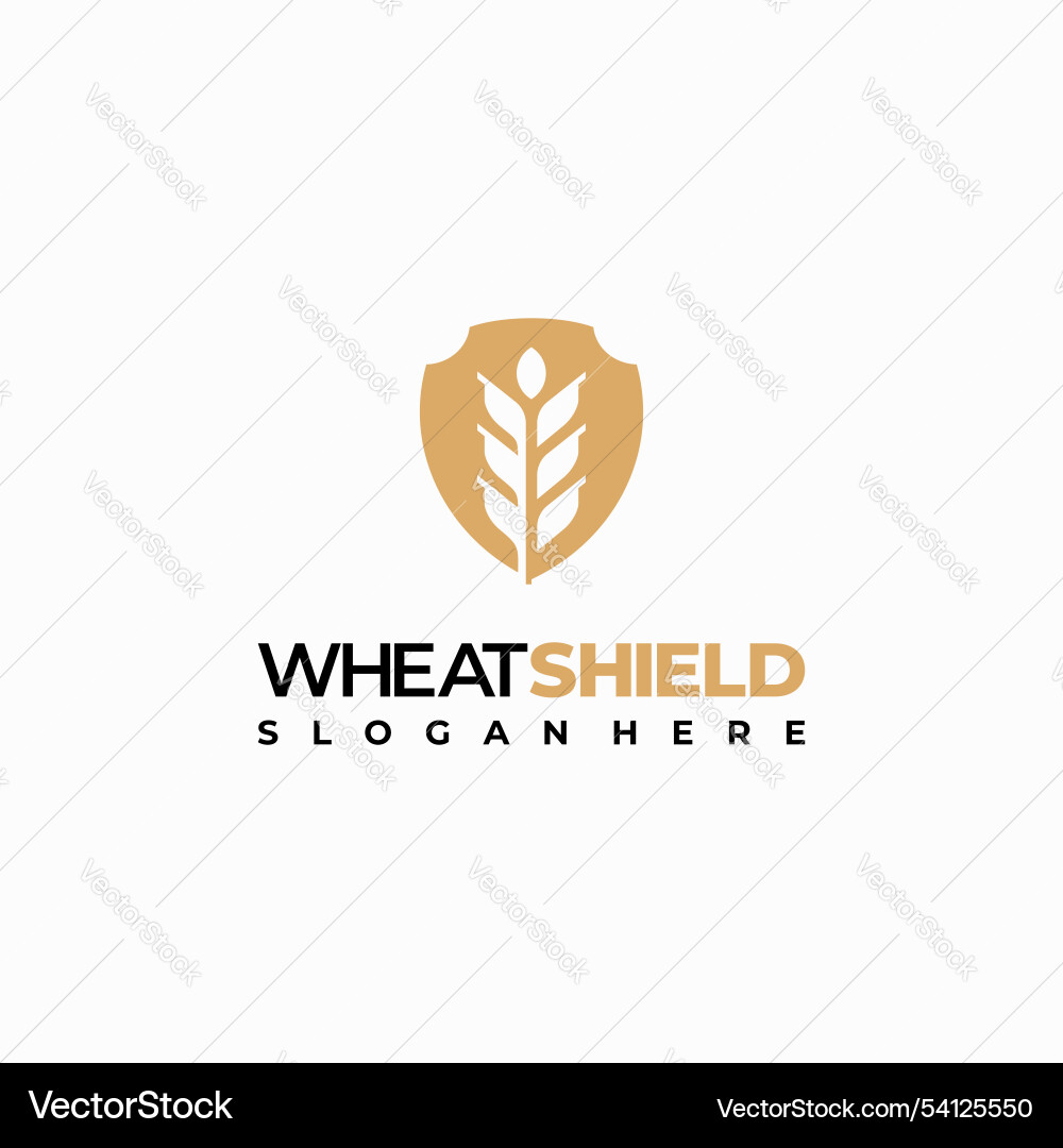 Wheat shield logo designs concept grain Royalty Free Vector