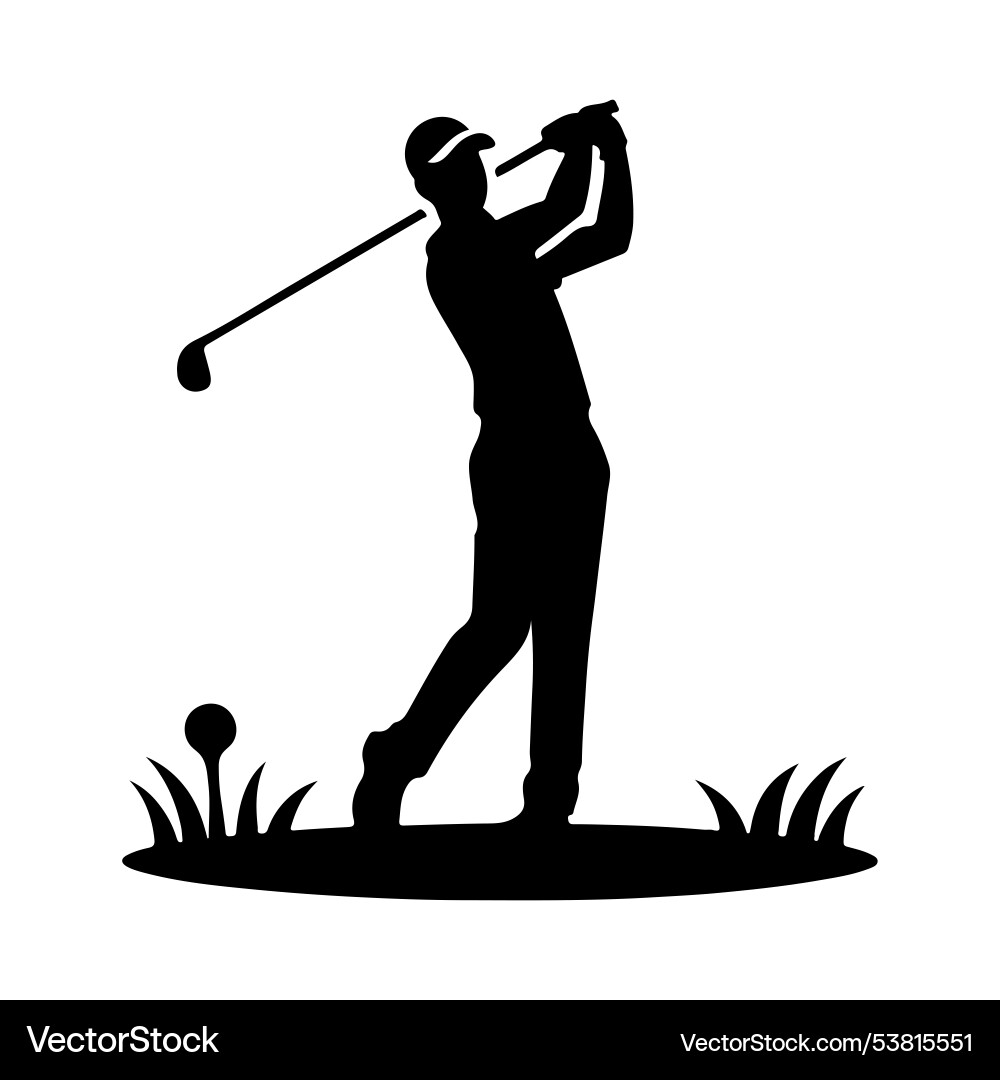Black golf player silhouette clip art icon Vector Image