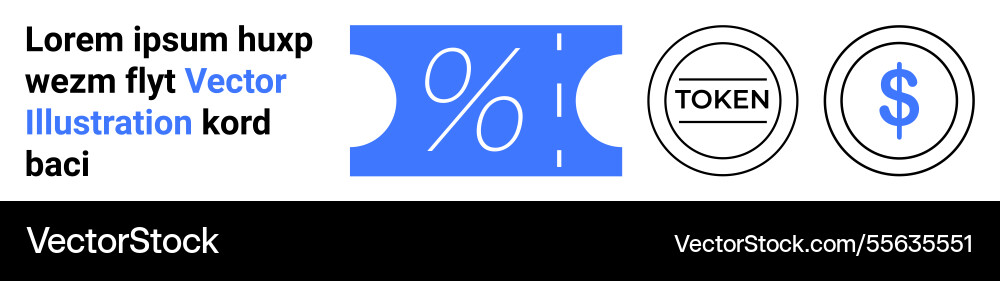 Blue discount ticket token stamp and dollar coin Vector Image