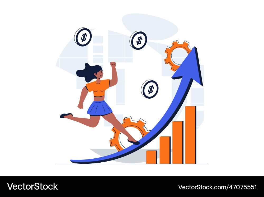 Business growth web concept with character scene Vector Image