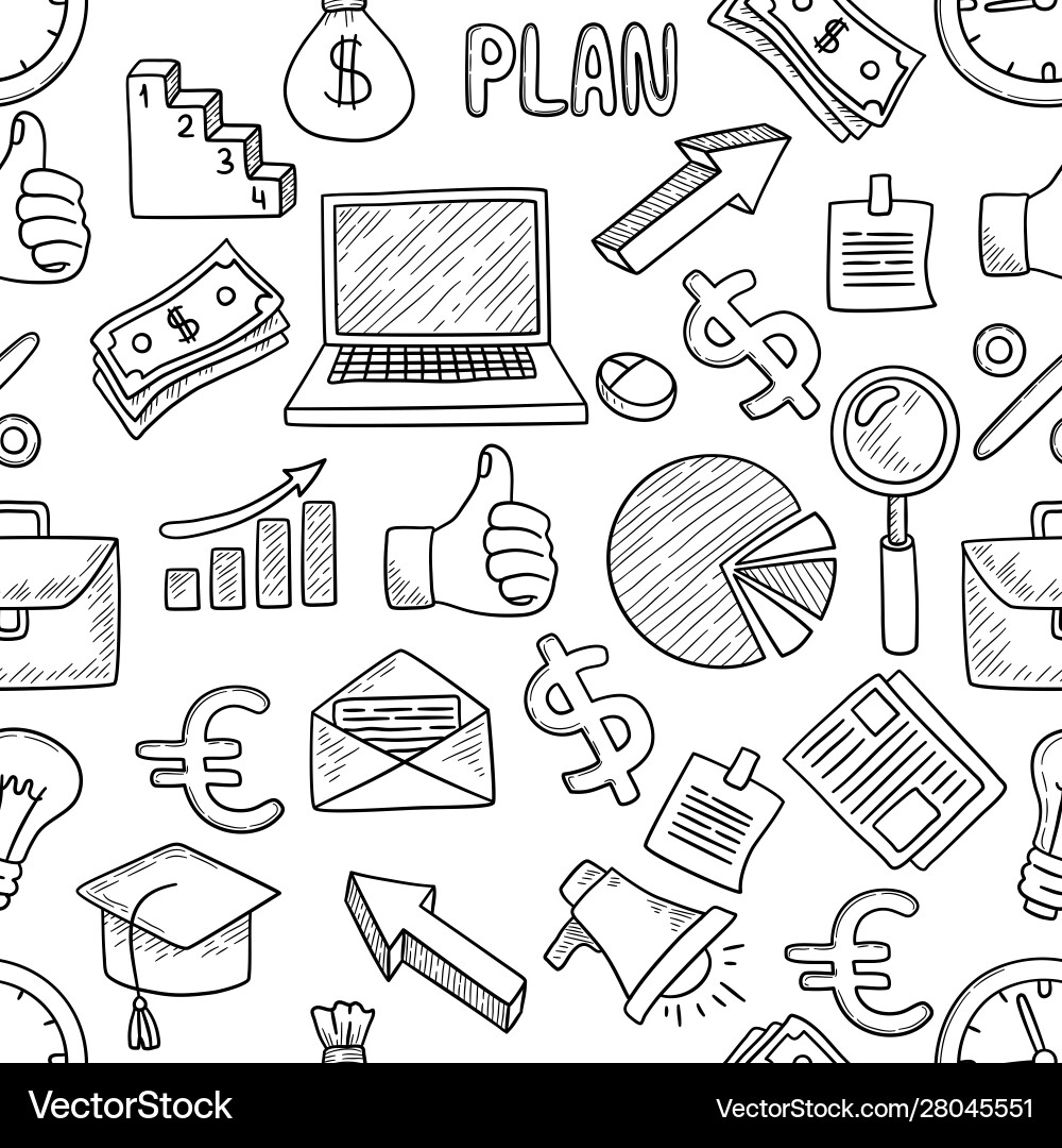 Business pattern office items innovation Vector Image
