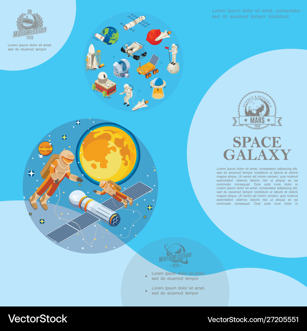 Isometric galaxy colorful template Royalty Free Vector Image