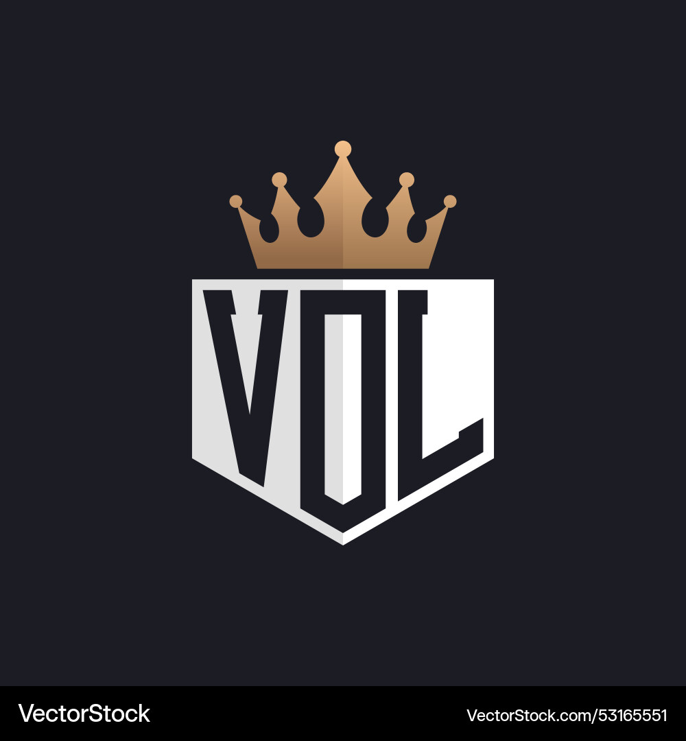 Luxury vol logo with crown elegant initials Vector Image