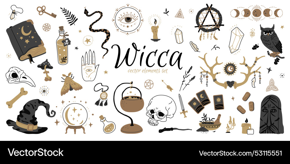 Magical Alchemy & Witchcraft Symbols Vector Image