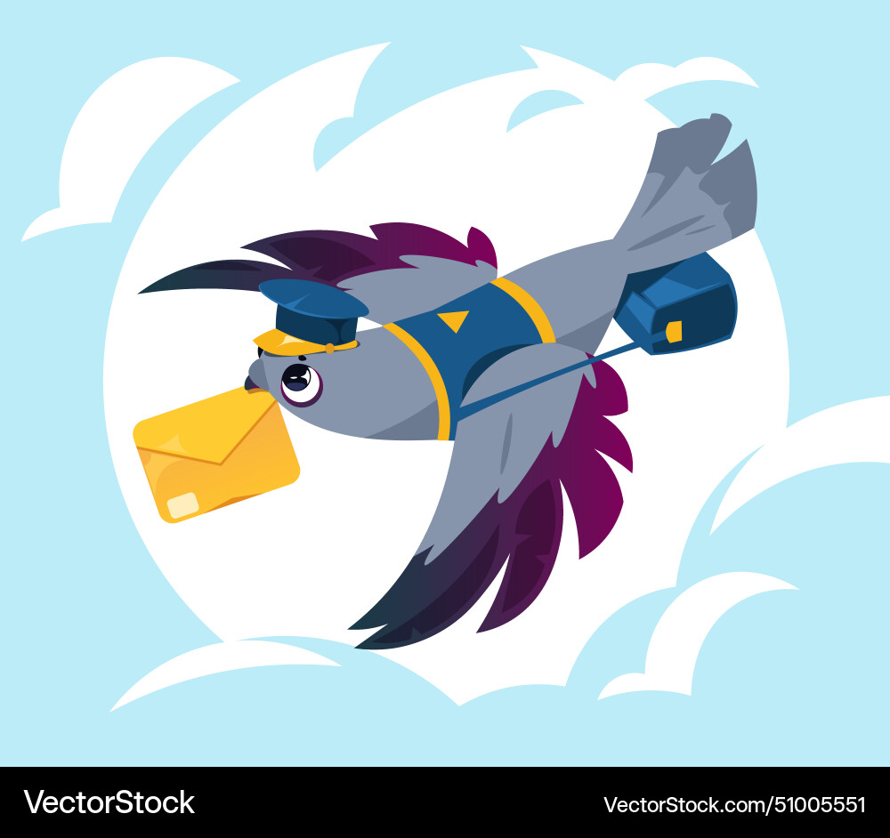 Mail pigeon concept cartoon birds with envelopes Vector Image