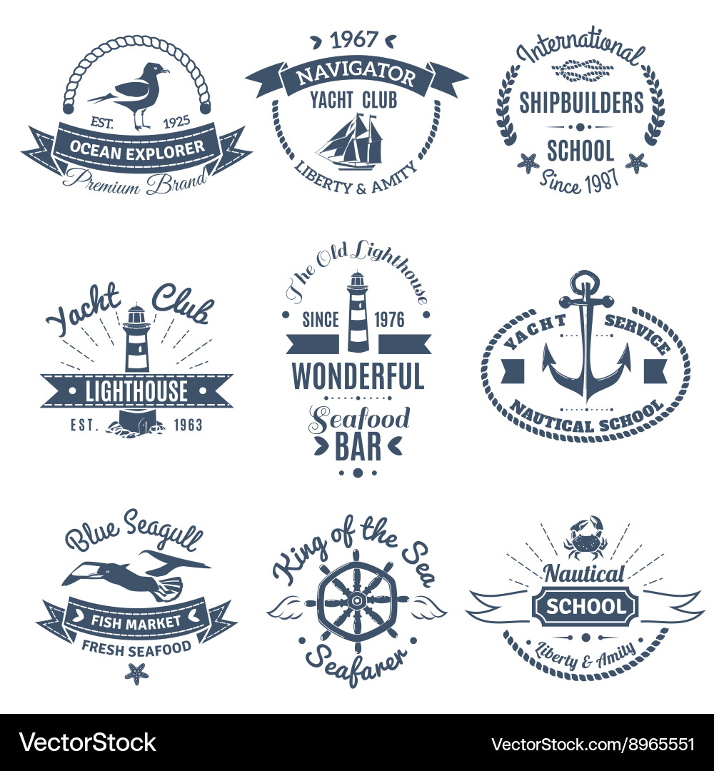 Nautical marine labels and logos Royalty Free Vector Image