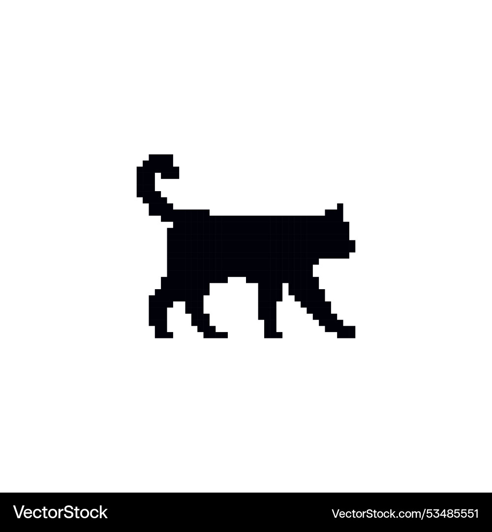 Pixelated cat silhouette black pixel walking Vector Image
