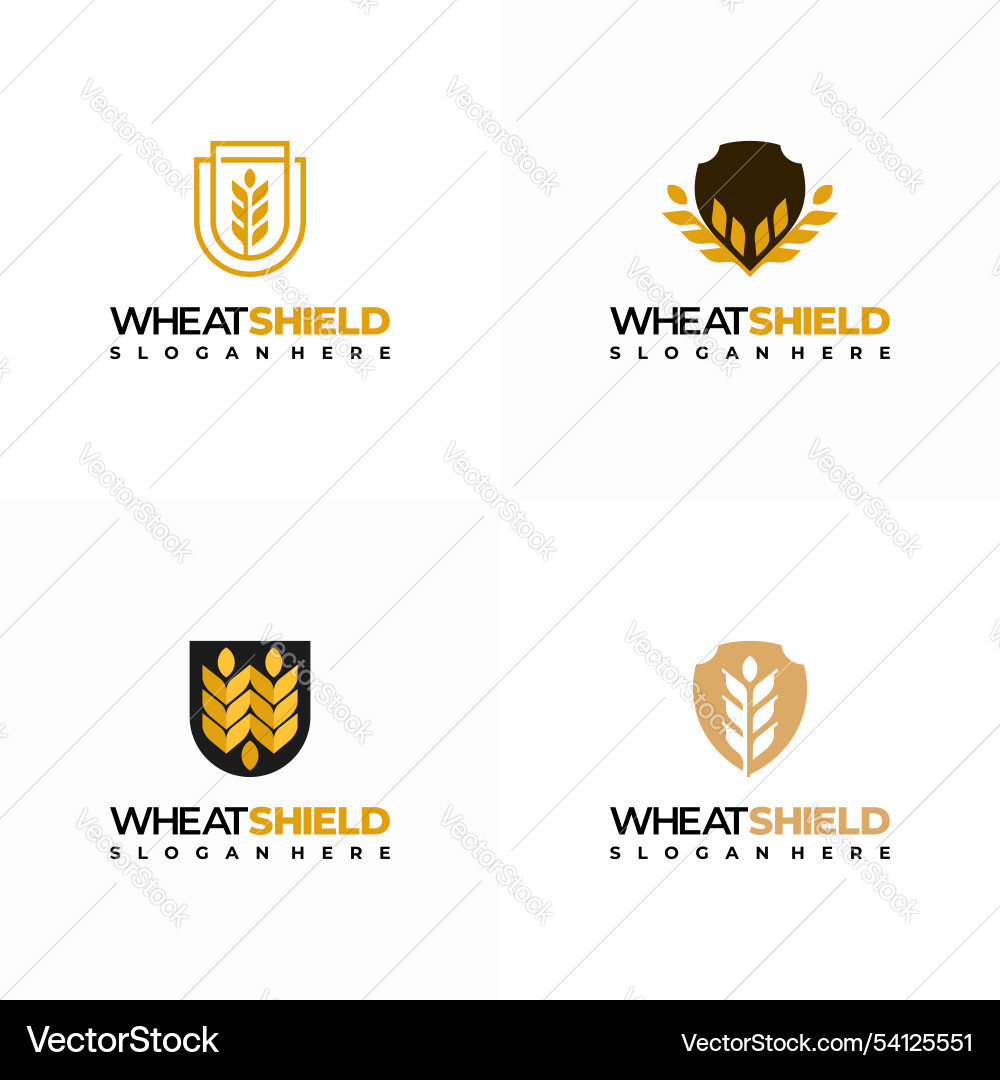 Set of wheat shield logo designs concept grain Vector Image