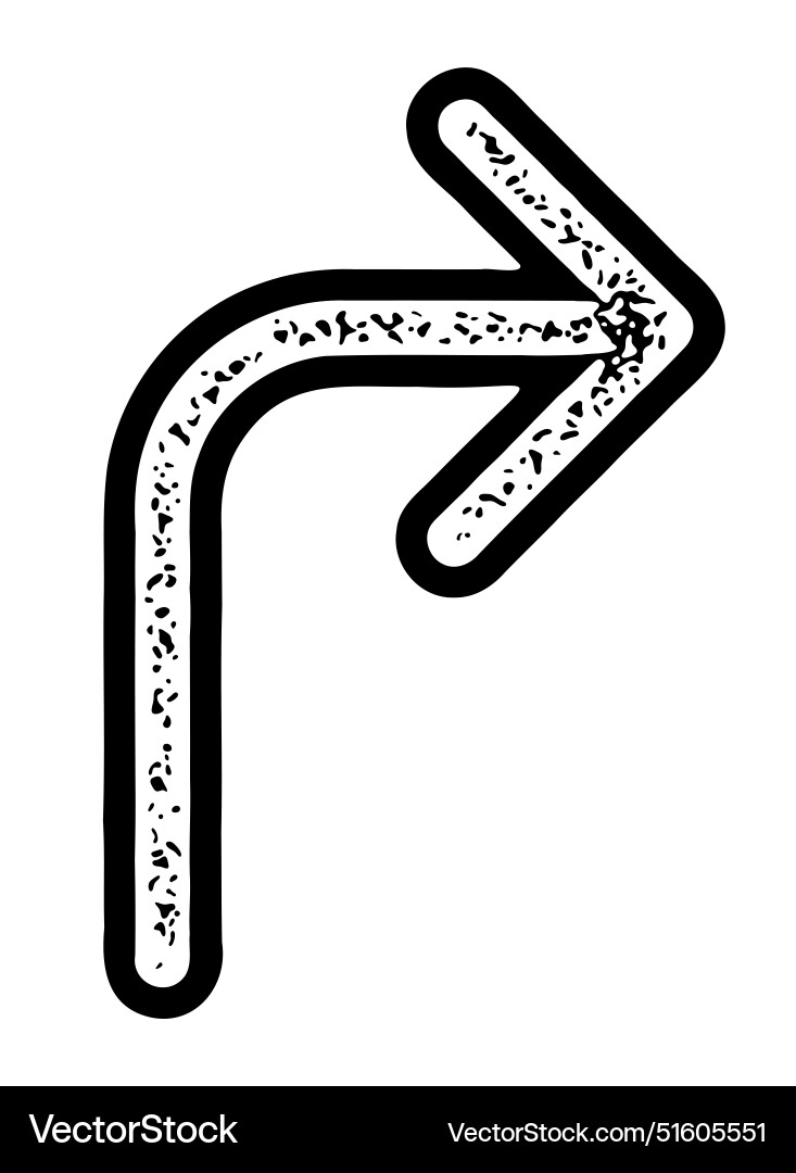 Textured right turn arrow Royalty Free Vector Image