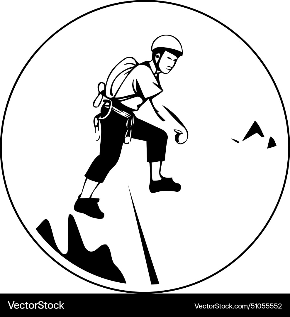 A mountaineer climbing on mountain peak Royalty Free Vector