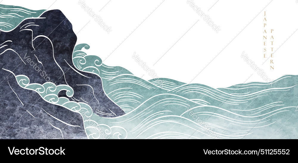 Abstract art landscape with mountain and ocean Vector Image