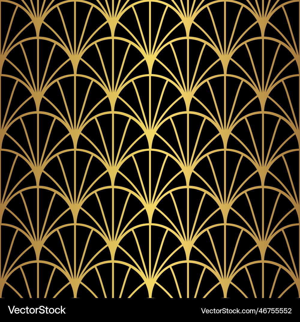 Art Deco Fan Pattern - Gold & Black Royalty Free Vector