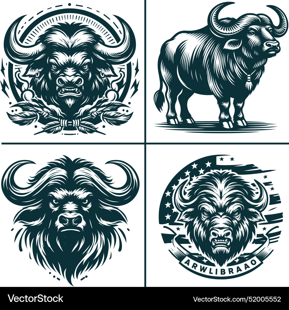 Bison buffalo silhouette svg filesbuffalo Vector Image