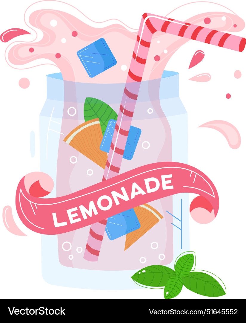 Colorful lemonade drink glass jar Royalty Free Vector Image