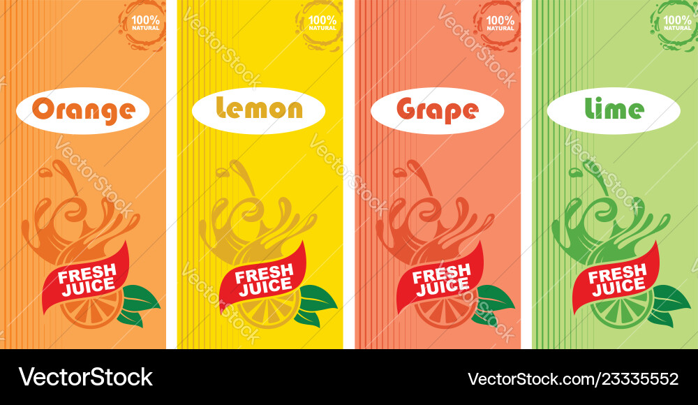 Fresh juice labels Royalty Free Vector Image - VectorStock