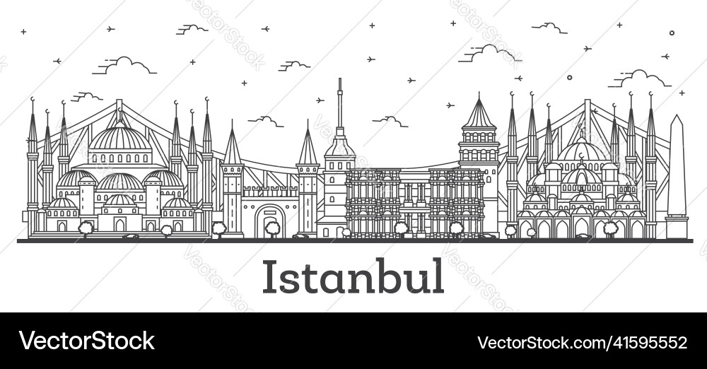 Istanbul City Skyline Royalty Free Vector Image