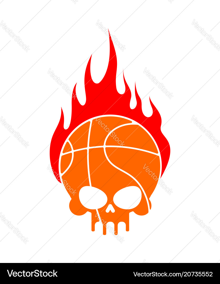 Skull basketball and fire ball is head Royalty Free Vector