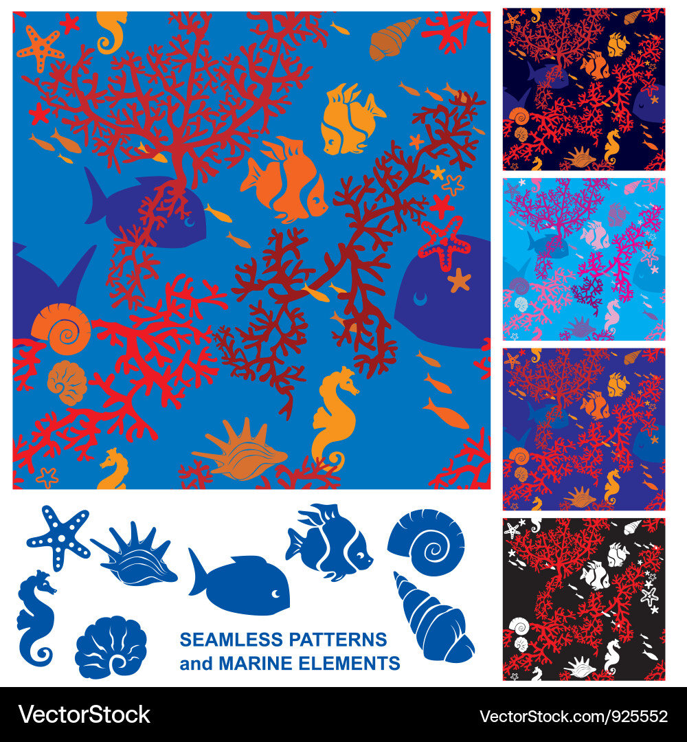 Underwater Coral Reef Pattern Royalty Free Vector Image