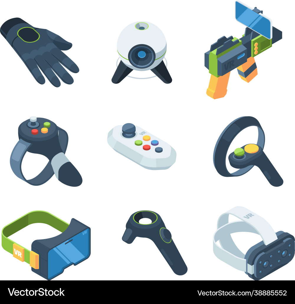 Vr gaming virtual controllers for video Royalty Free Vector