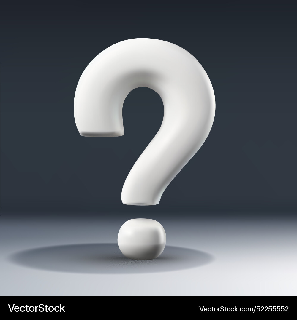 White 3d question mark on dark background Vector Image