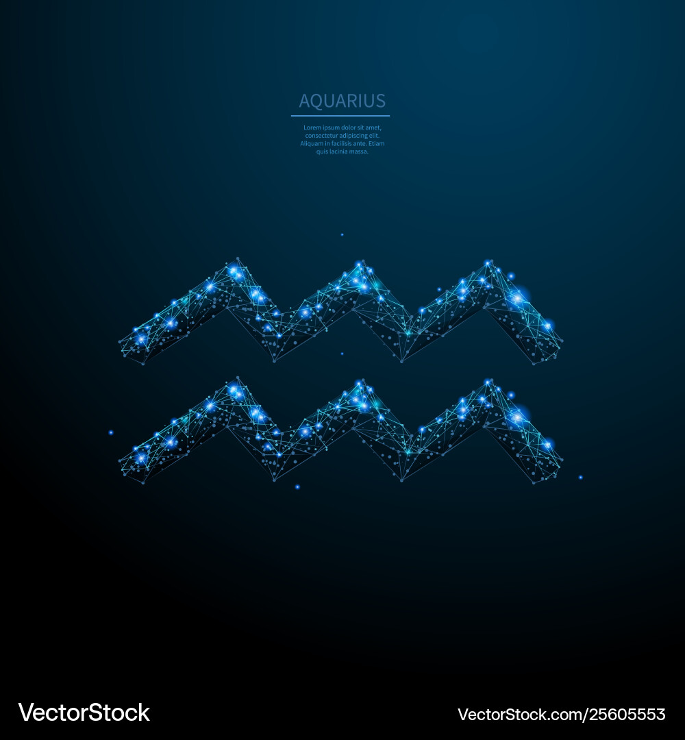 Aquarius sign low poly wireframe banner Template Vektorbild