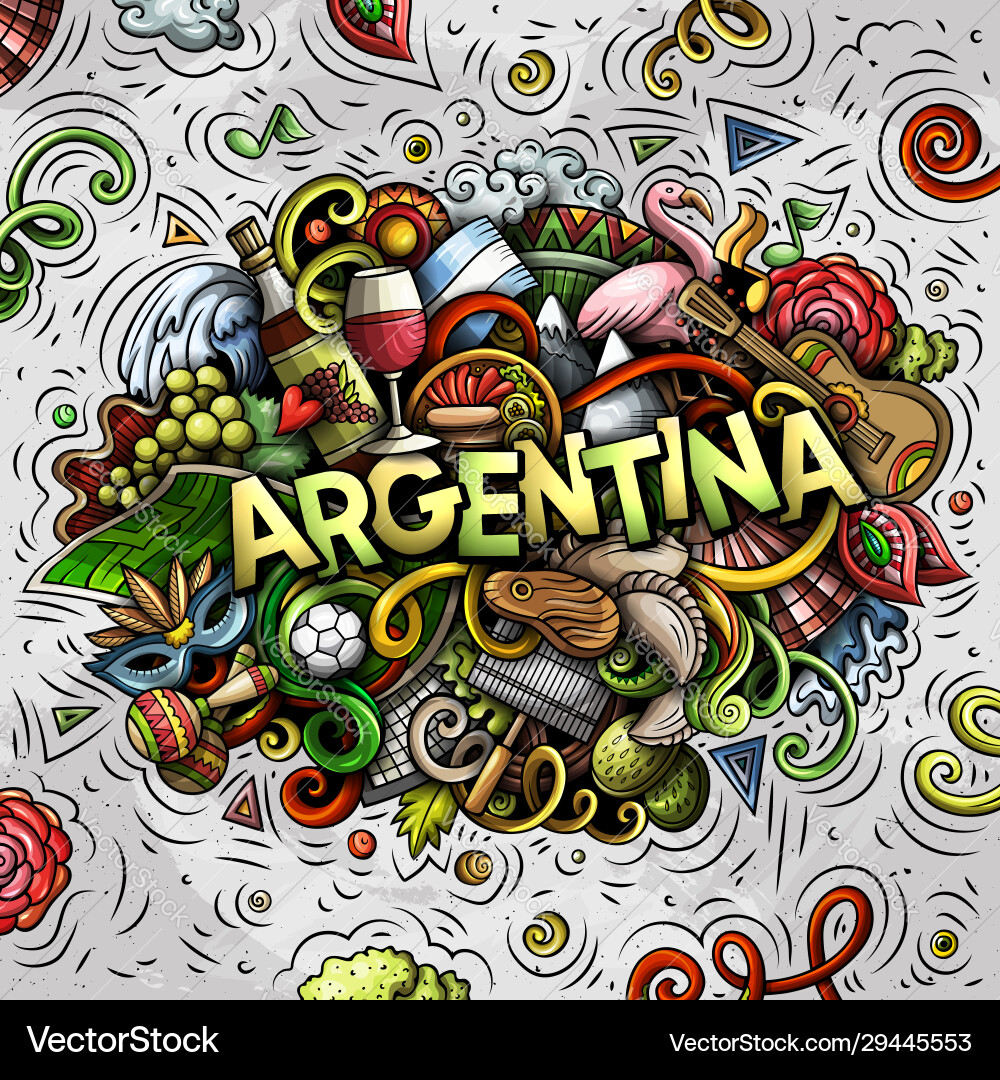 Argentinien handgezeichnete Cartoon-Doodles Vektorbild