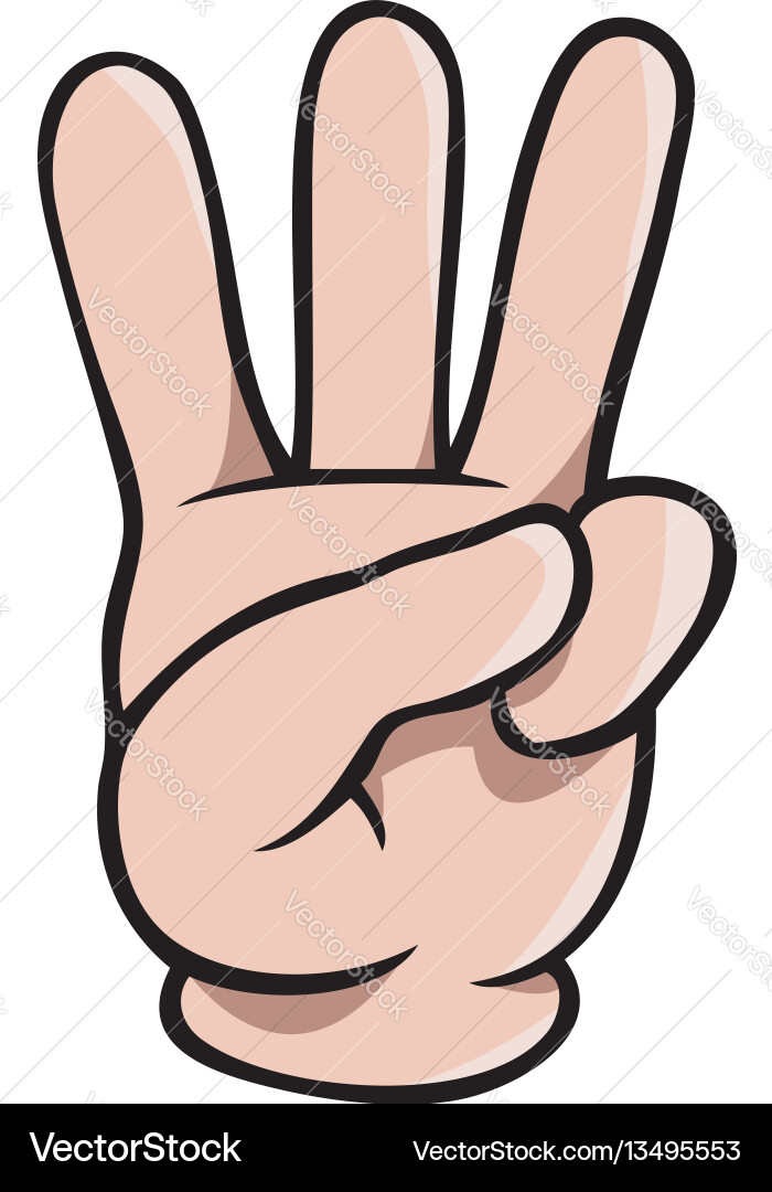 Cartoon Hand Displaying Three Fingers Royalty Free Vector