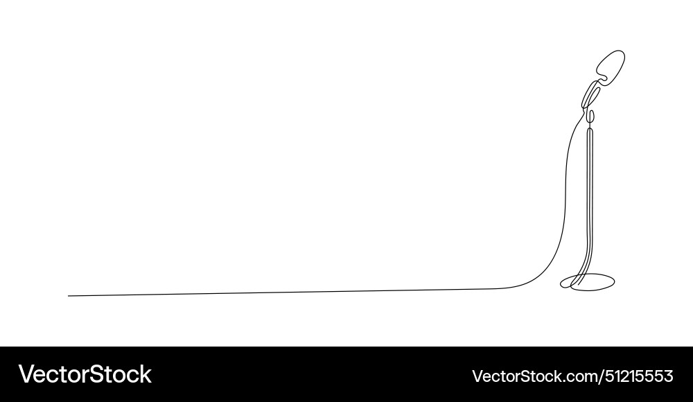 One line drawing stage microphone vintage Vector Image