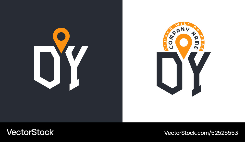 Oy location logo bundle letter dual icons Vector Image