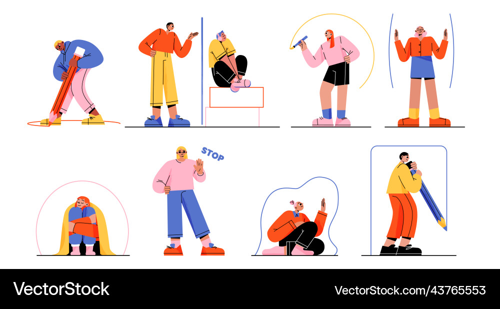 People create personal space privacy and boundary Vector Image