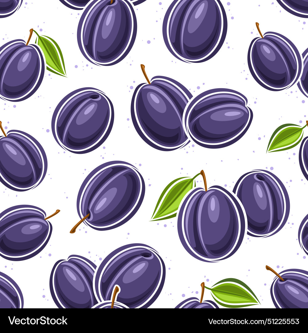 Plum seamless pattern Royalty Free Vector Image