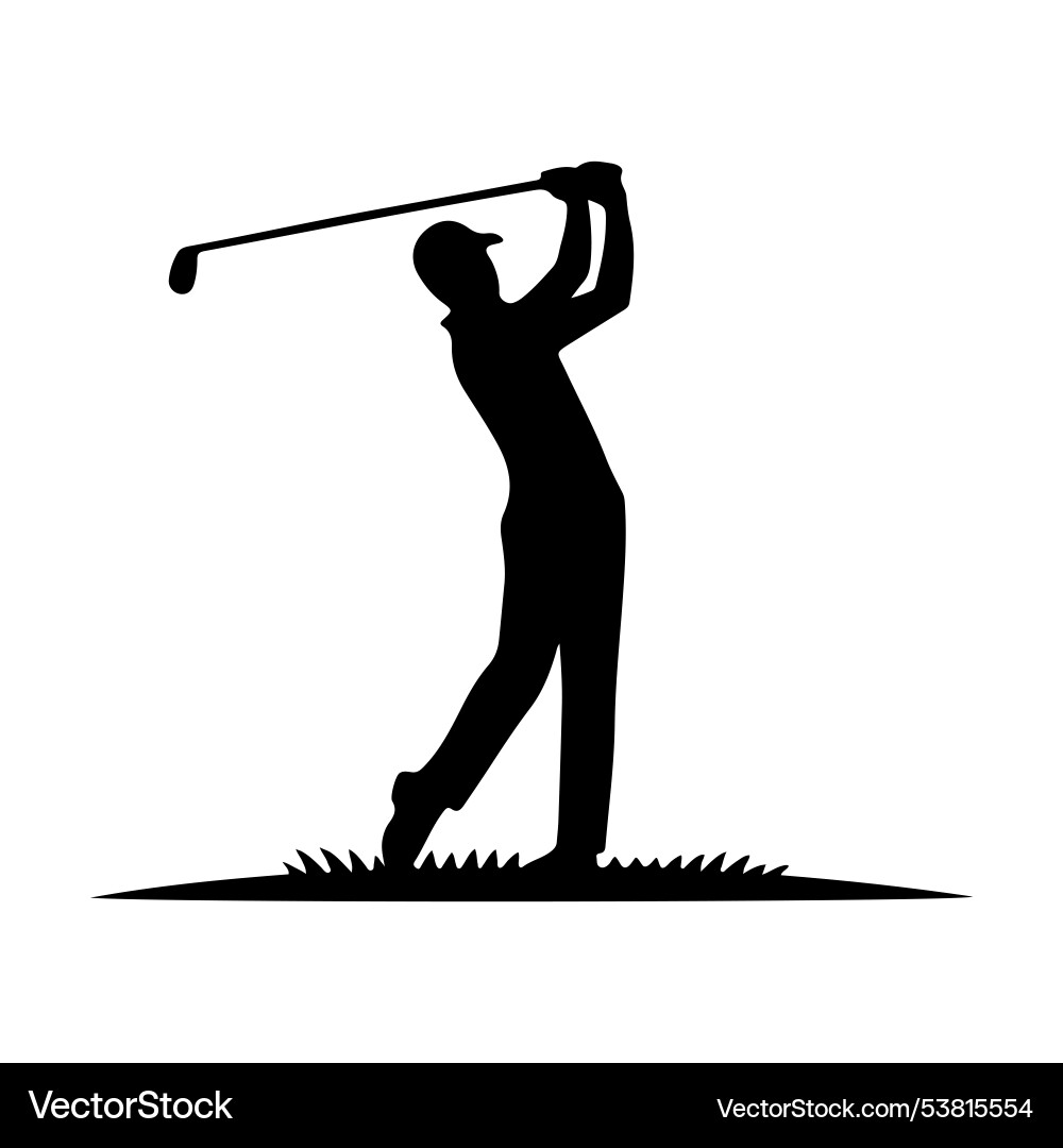 Black golf player silhouette clip art icon Vector Image
