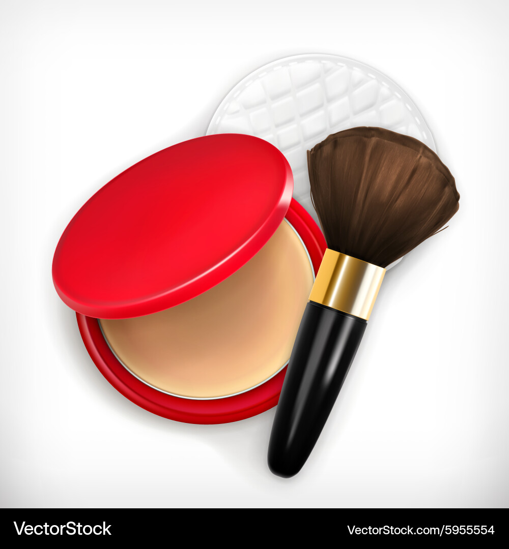 Face powder and brush Royalty Free Vector Image