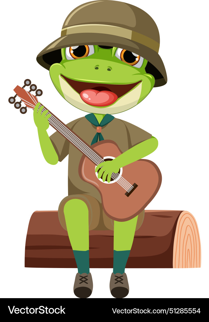 Frog In Hat Playing Guitar Happily Royalty Free Vector Image