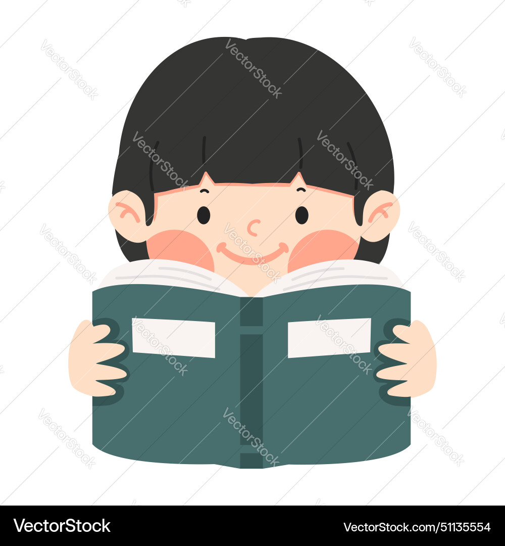 Kid girl reading book cartoon flat Royalty Free Vector Image