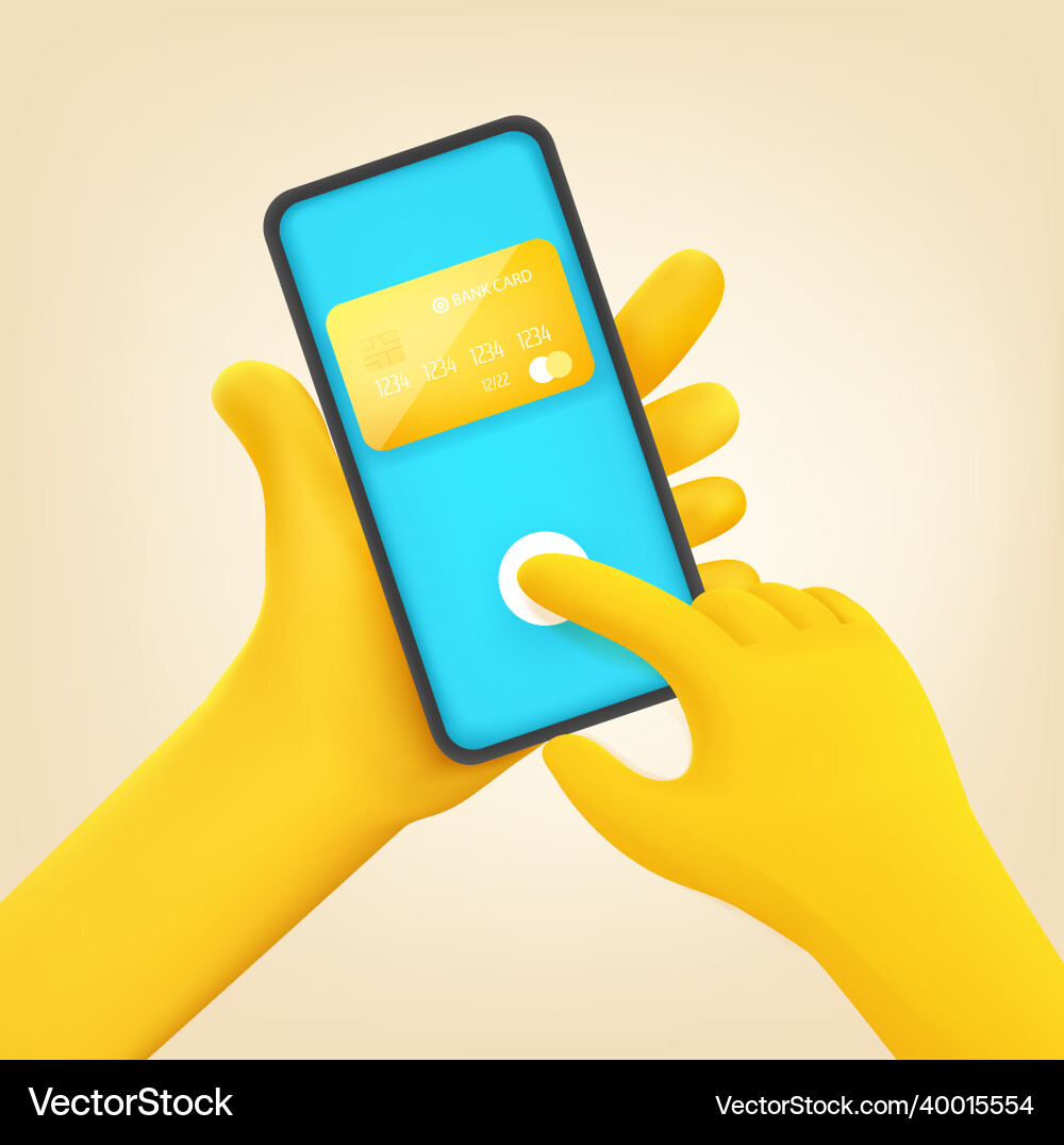 Man paying via modern smartphone cartoon style Vector Image