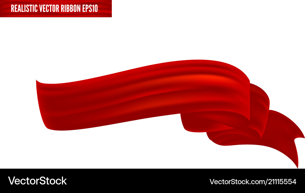 Realistic red ribbon as a banner Royalty Free Vector Image