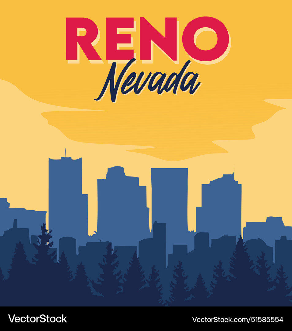 Reno nevada with beautiful sky background Vector Image
