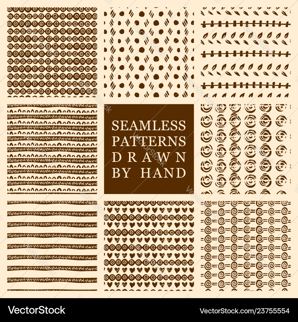 Set of hand drawn seamless patterns Royalty Free Vector