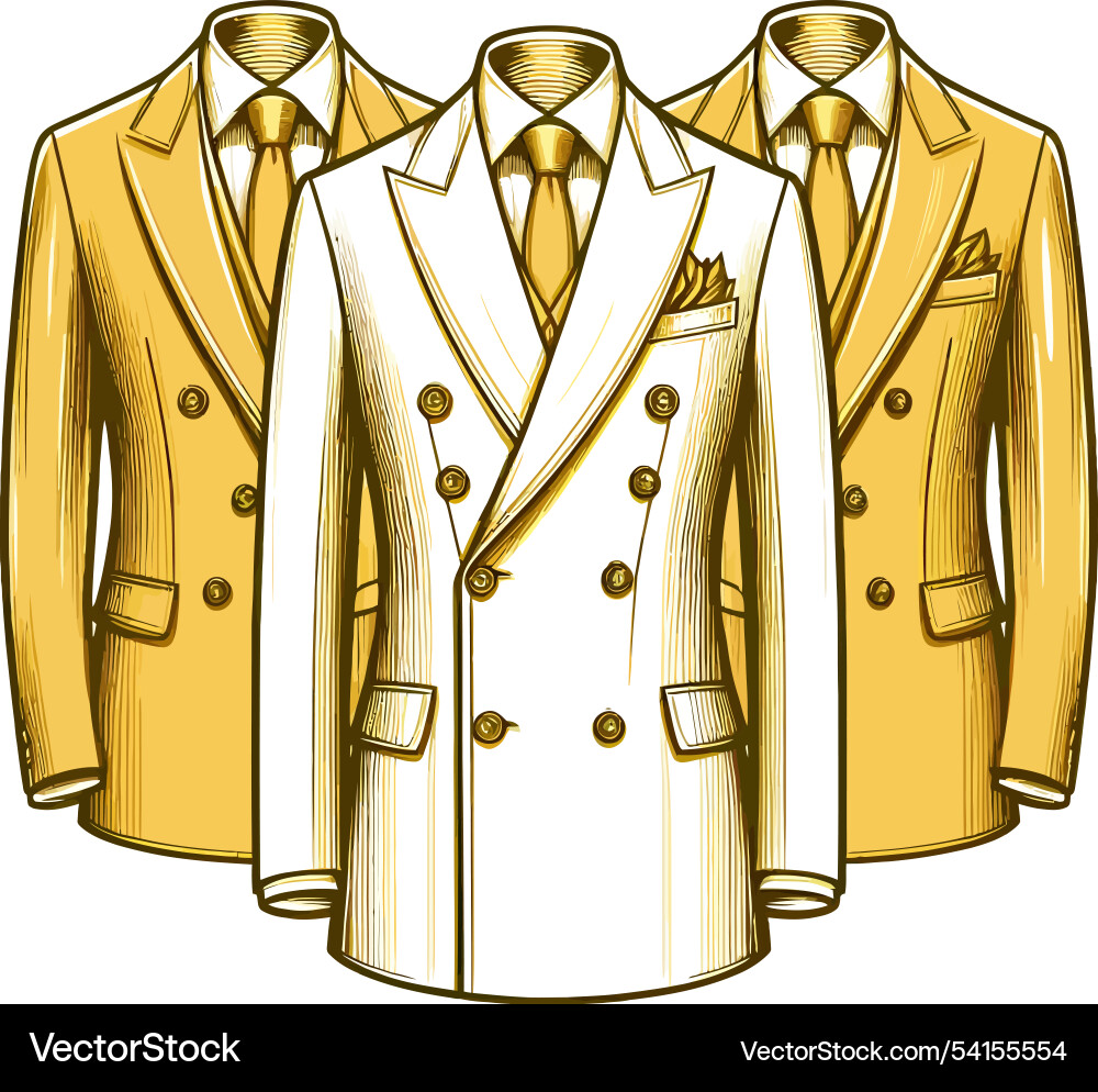 Yellow color double-breasted suit jacket template Vector Image