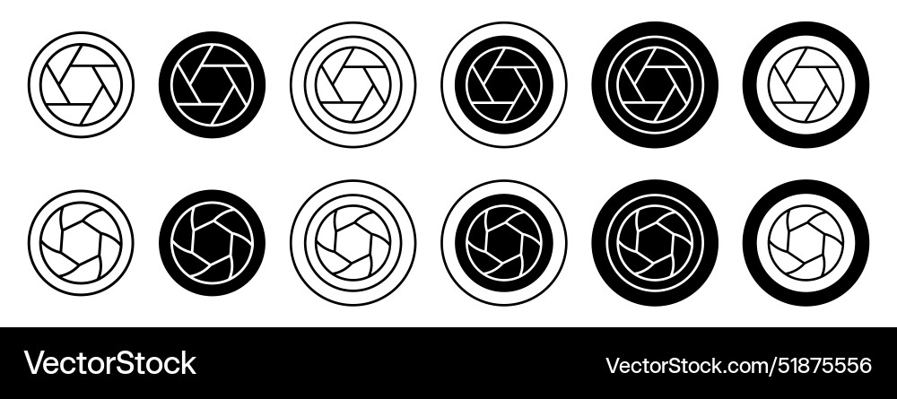 Camera Shutter Icon Outline Flat Royalty Free Vector Image
