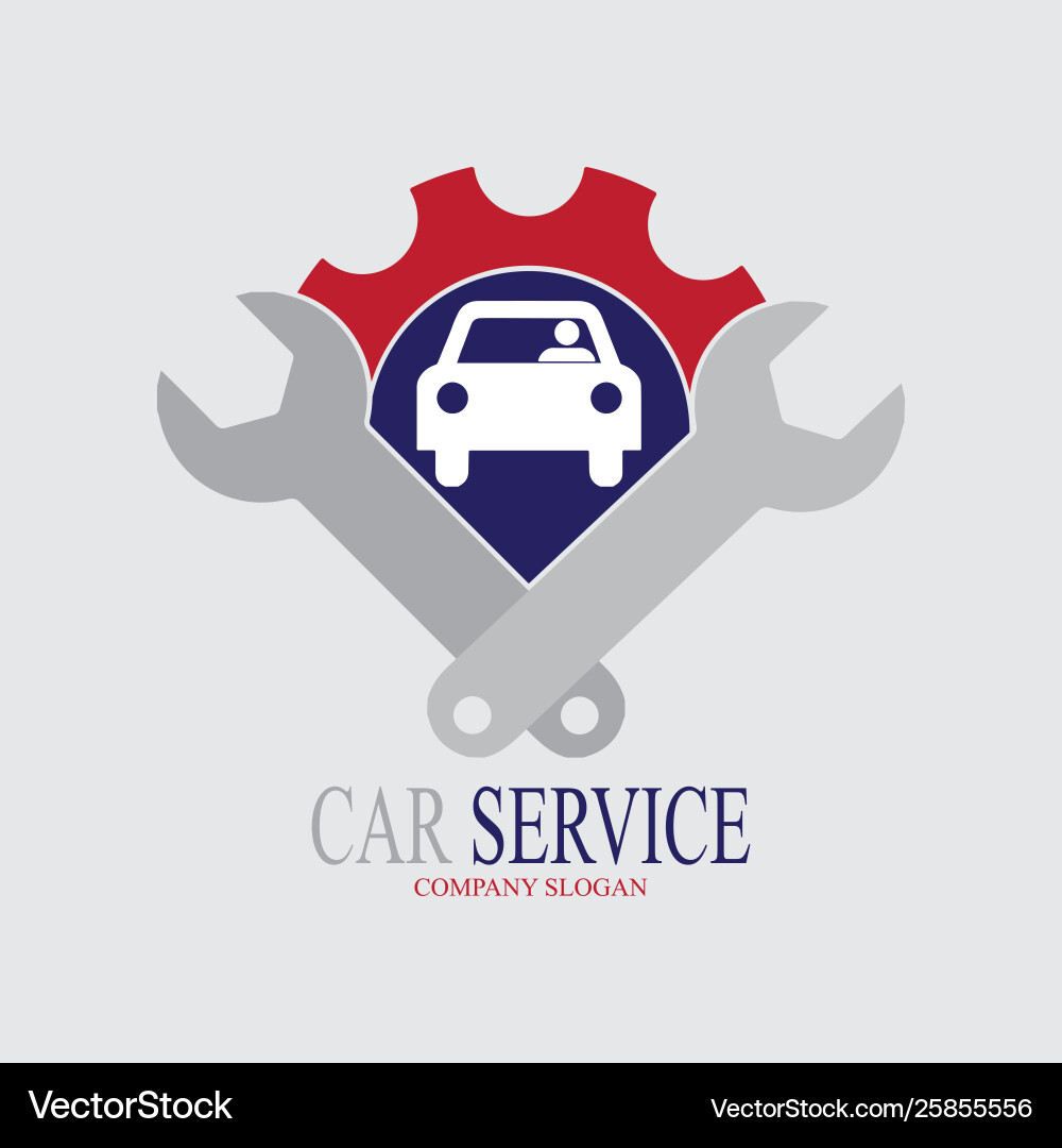 Car service logo with two wrench Royalty Free Vector Image
