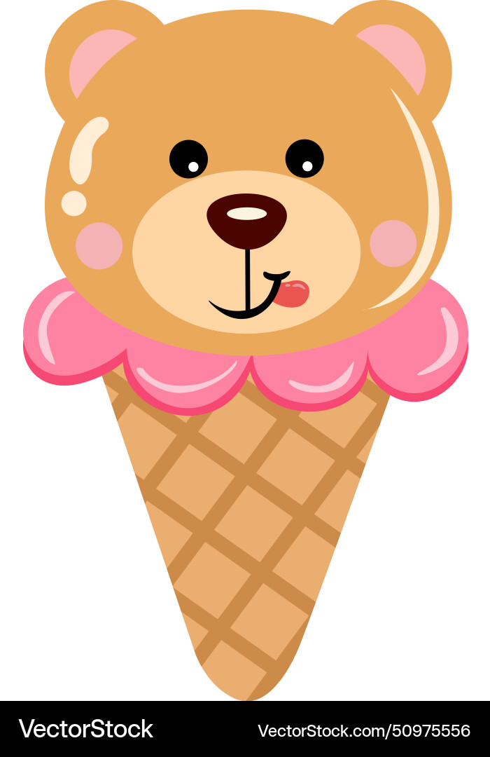 Funny teddy bear ice cream cone Royalty Free Vector Image